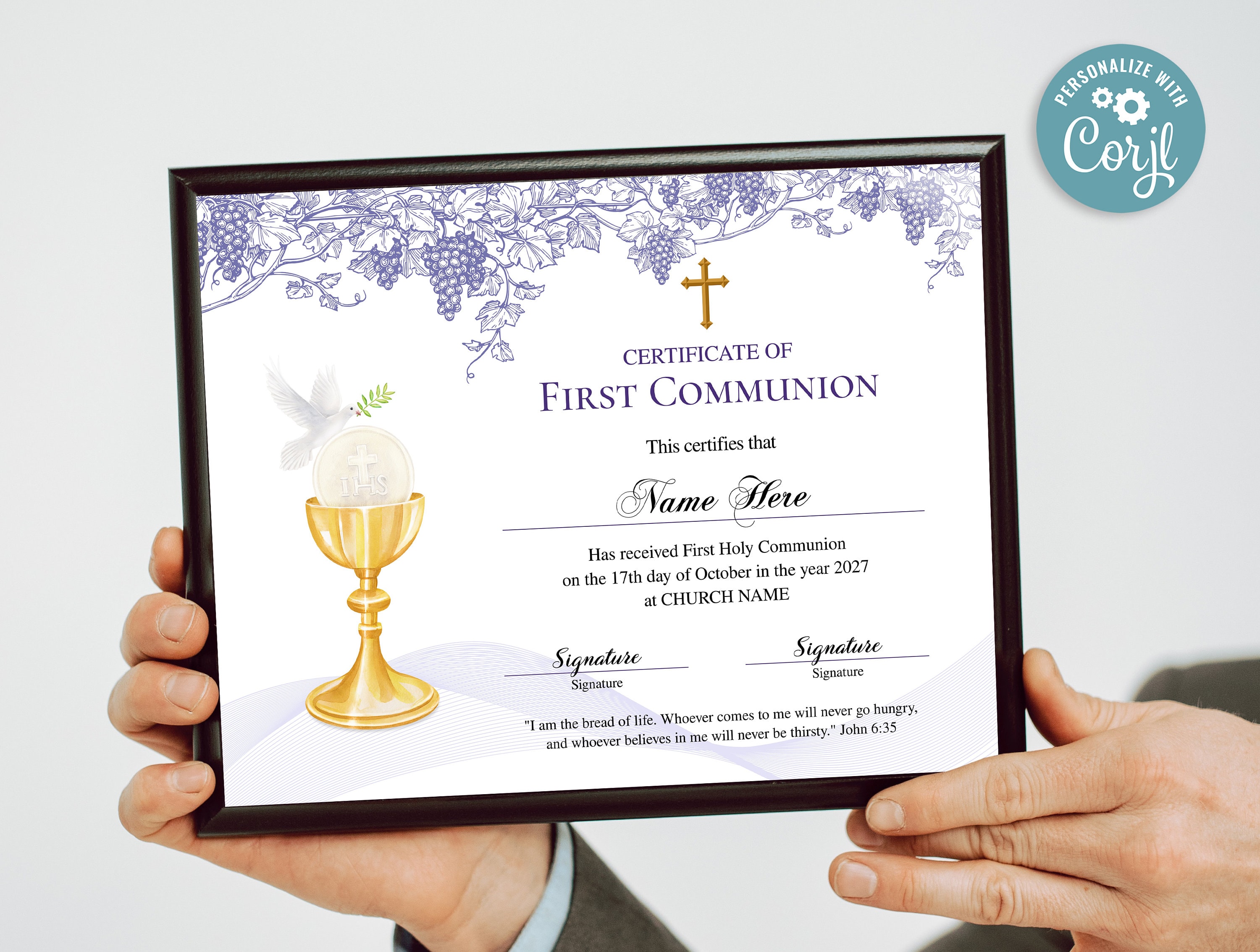 Certificado de Primera Comunión, Plantilla de Certificado de Primera ...