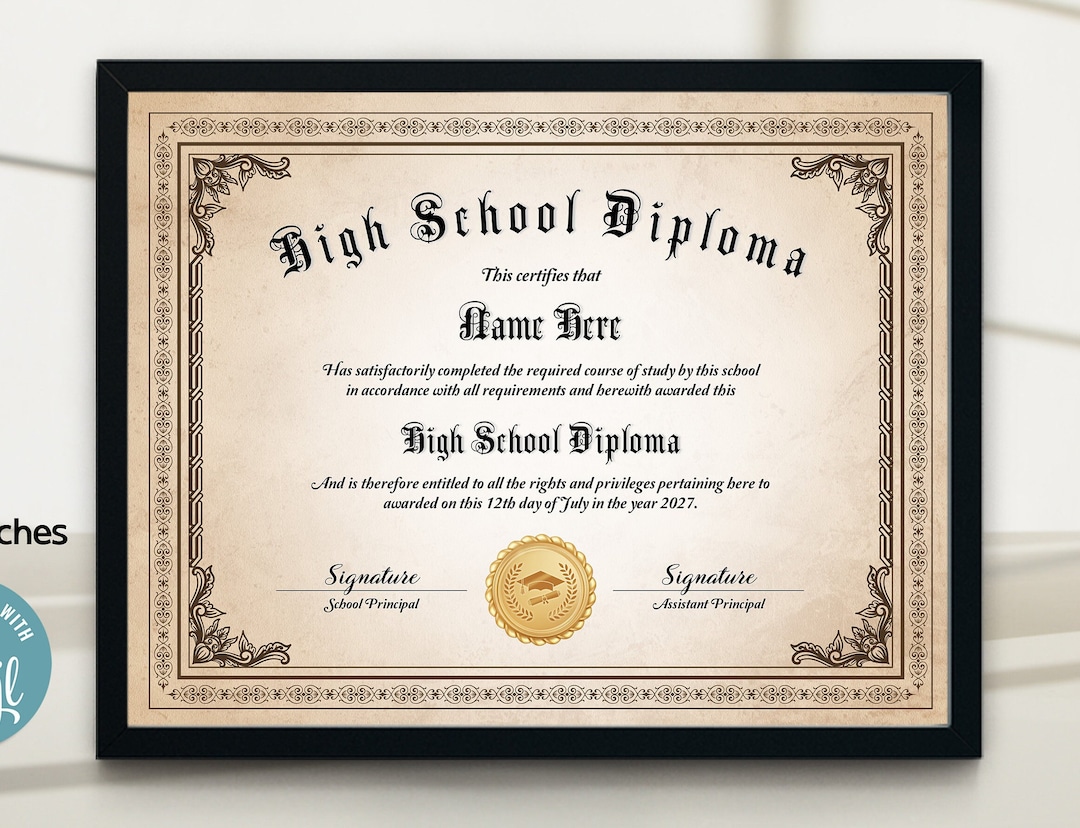 Plantilla de diploma de escuela secundaria vintage, diploma de escuela ...