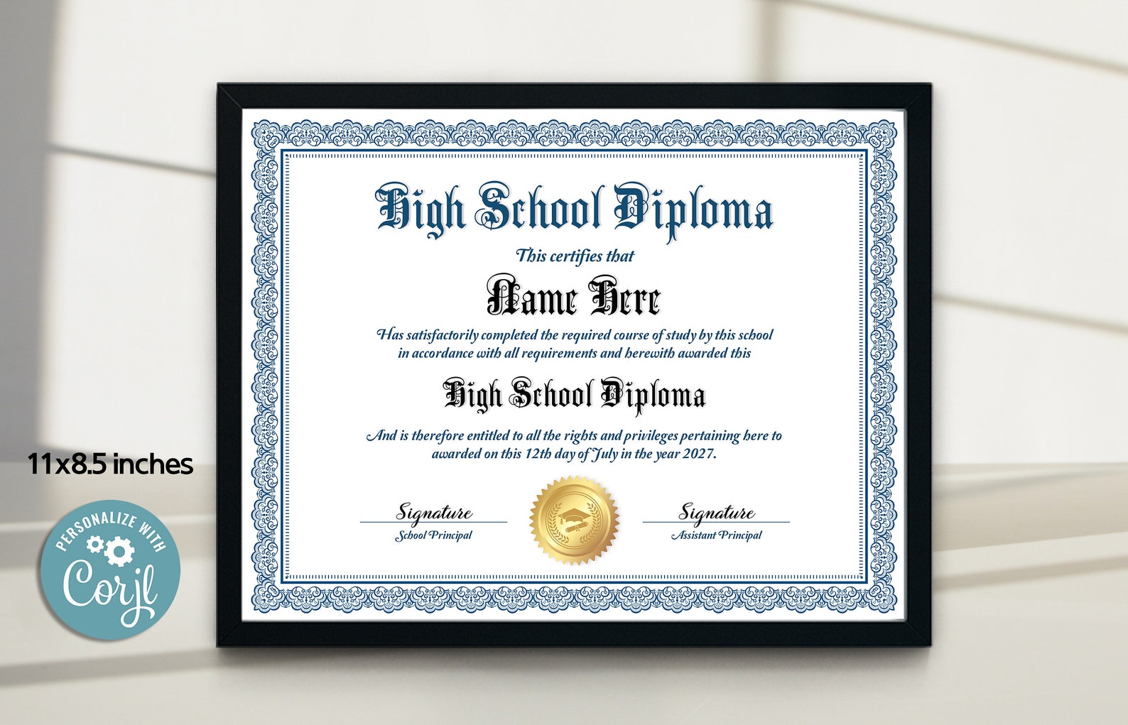 High School Diploma Template, Printable Editable Homeschool Diploma ...
