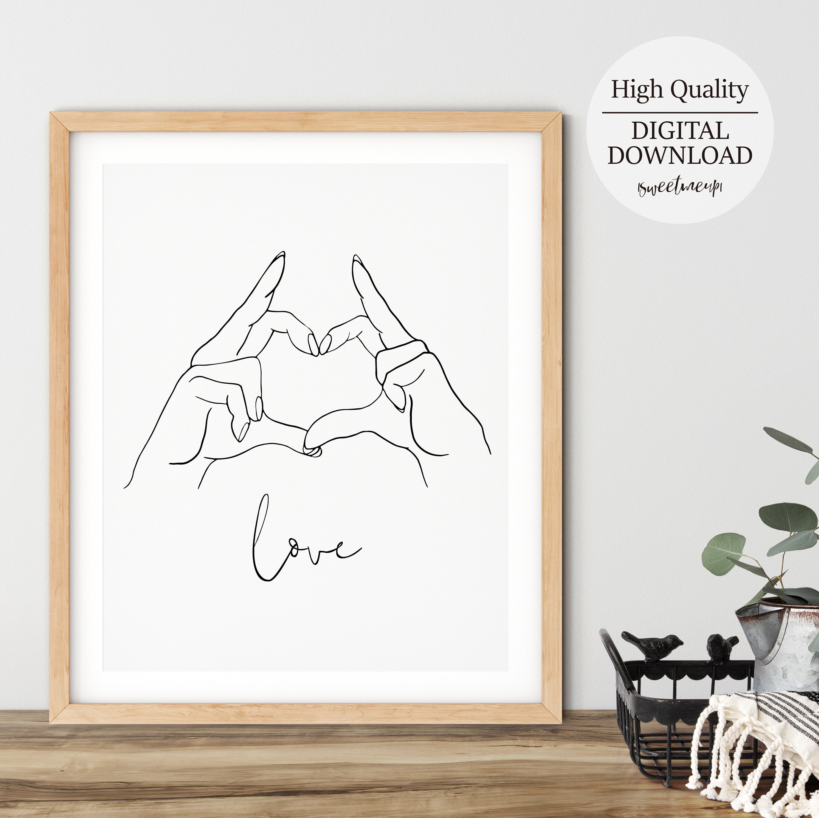Love Hand Printable One Line Drawing Hands Line Art Hands - Etsy