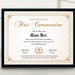 First Communion Certificate Template, 11x8.5 Printable First Communion ...
