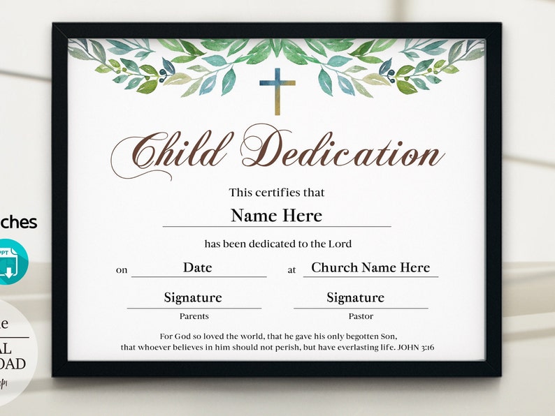 11x8.5 Child Dedication Certificate Child Dedication - Etsy