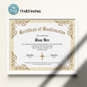 11x8.5 Confirmation Certificate, Printable Editable Confirmation ...