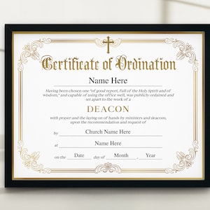 Deacon Ordination Certificate Template, Printable Certificate of ...