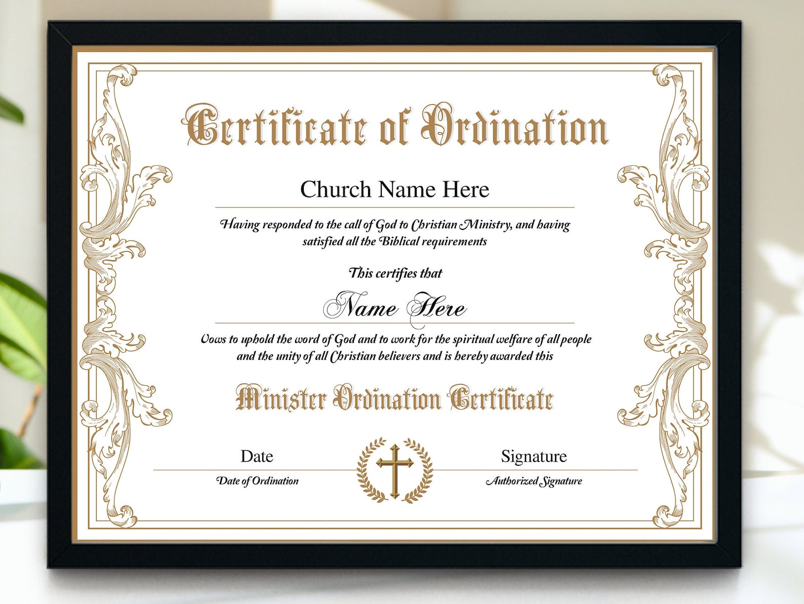 Ordained Minister Certificate Template, Editable Licensed Minister ...