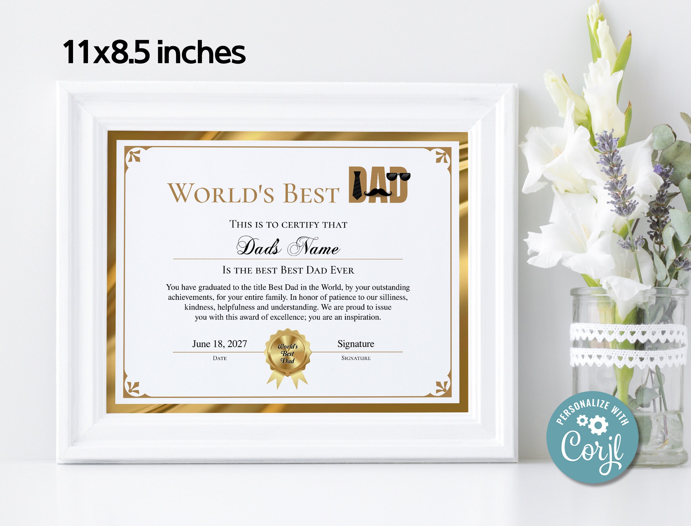 World's Best Dad Certificate Award, Best Dad Award Certificate ...