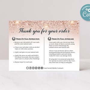 Press on Nail Instruction Cards, Press on Nail Sizing Kit, Press on ...