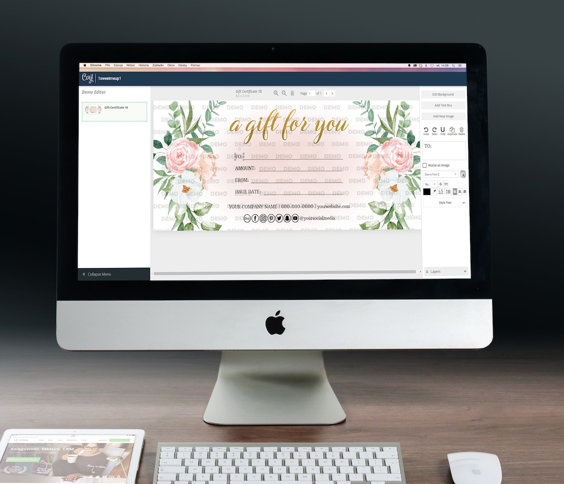 Floral Gift Certificate Template, Watercolor Floral Gift Voucher ...