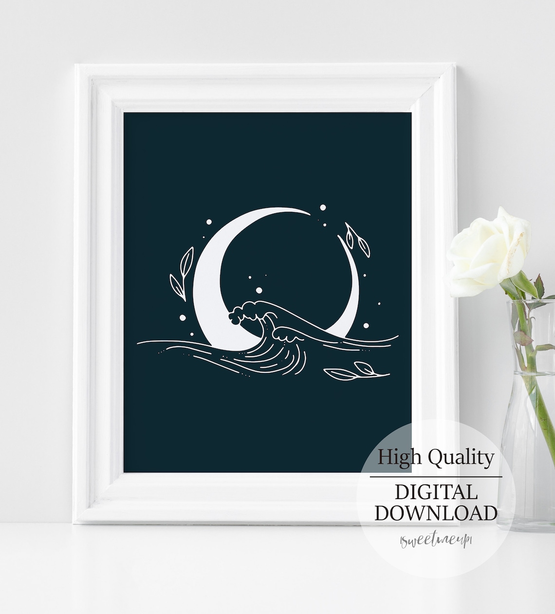Printable Wall Art, Moon Print, Moon Art, Moon Wall Art, Boho Prints ...