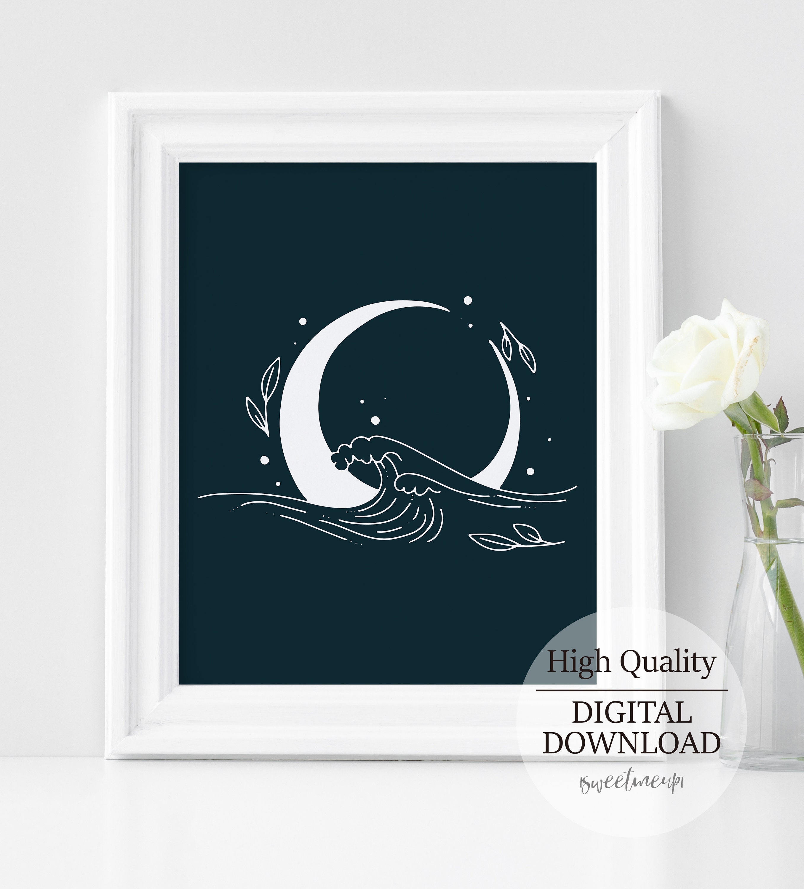 Printable Wall Art, Moon Print, Moon Art, Moon Wall Art, Boho Prints ...