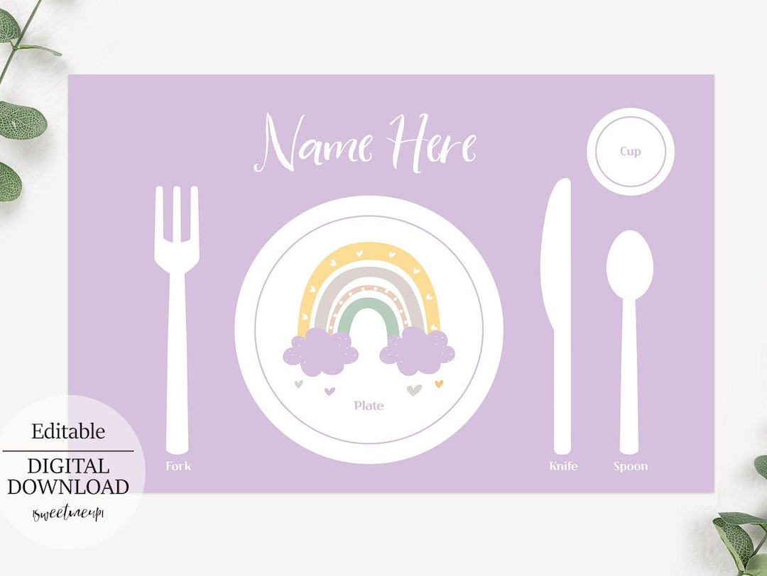 Personalized Name Montessori Printable Placemat, Rainbow Themed ...