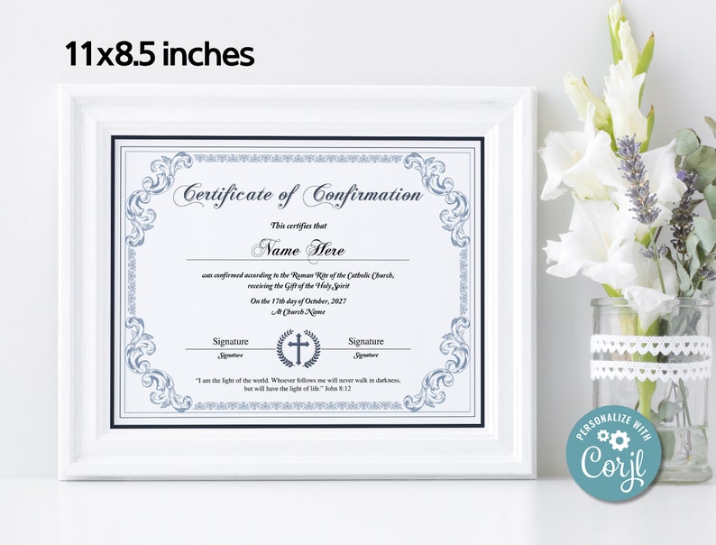 Editable Confirmation Certificate Template, Minimalist Religious ...