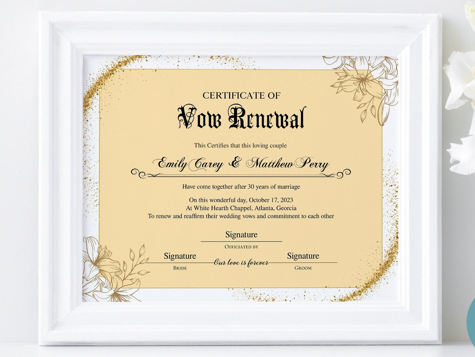 Vow Renewal Certificate Template Editable Printable Wedding - Etsy