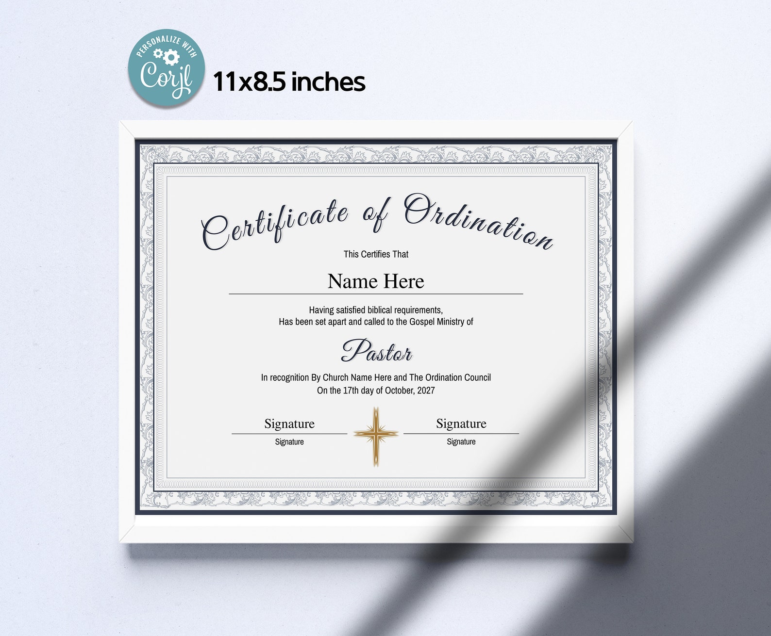 Pastor Ordination Certificate, Editable Certificate of Ordination ...
