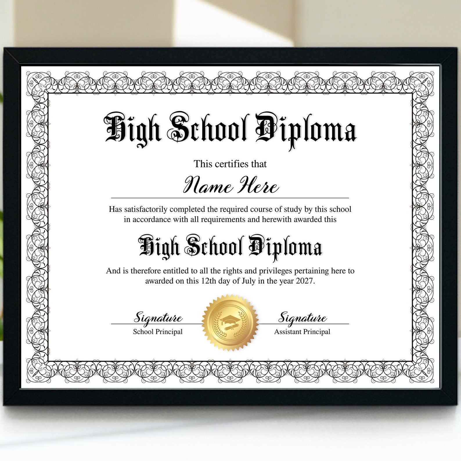High School Diploma, Printable Home School Diploma, Editable Diploma ...