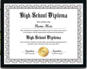High School Diploma Template, Printable Editable Homeschool Diploma ...
