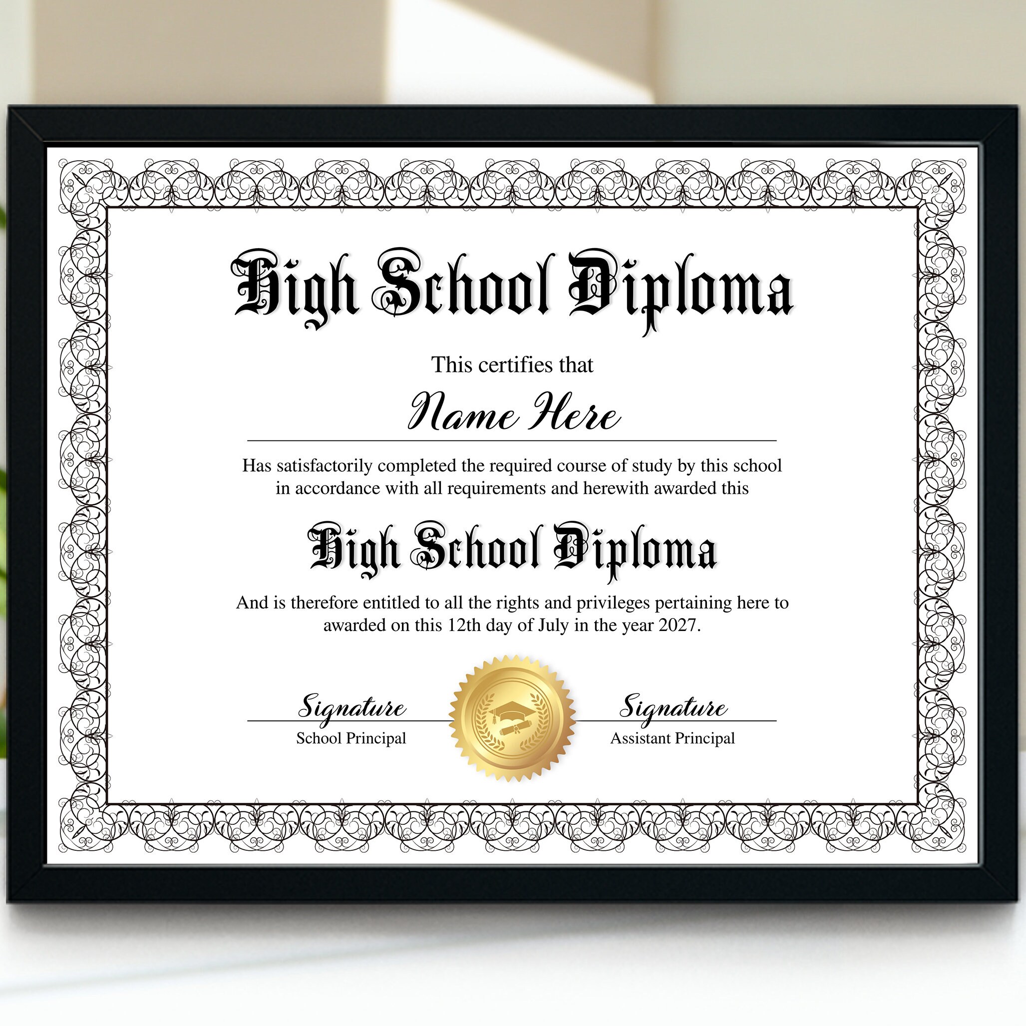 High School Diploma, Printable Home School Diploma, Editable Diploma ...