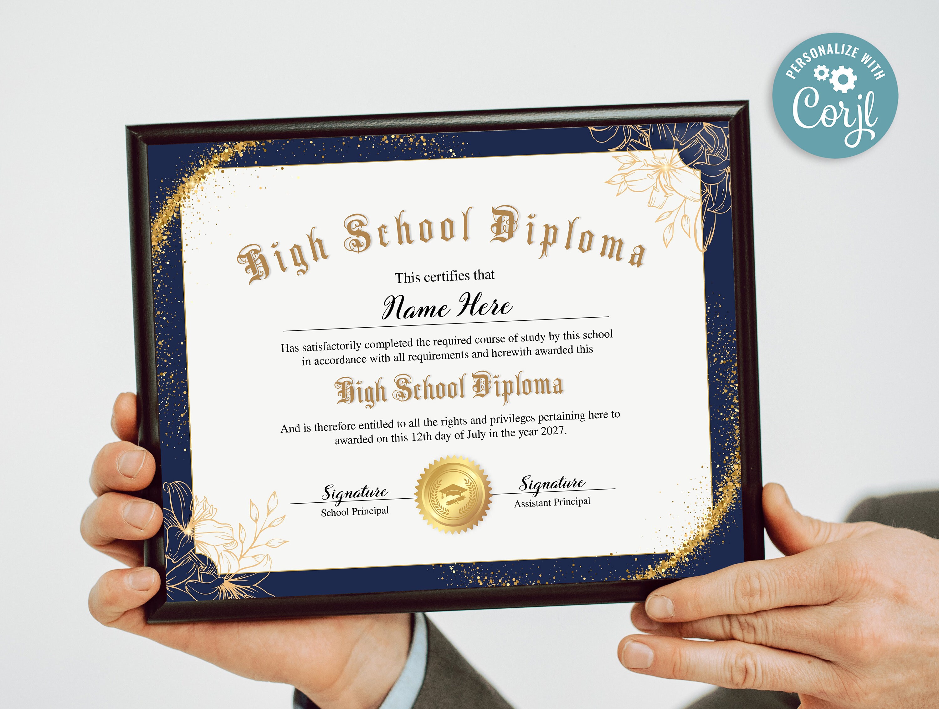 High School Diploma, Editable Home School Diploma Template, Printable ...