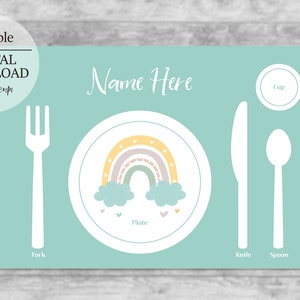 Personalized Name Montessori Printable Placemat, Rainbow Themed ...
