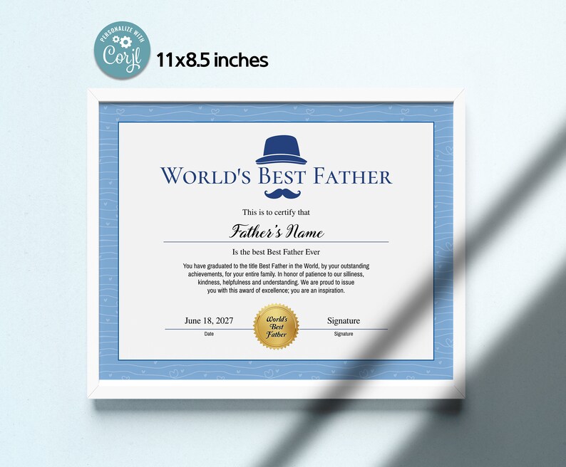 World's Best Father Certificate Award World's Best - Etsy