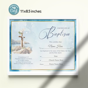 Editable Baptism Certificate, Water Baptism Certificate, Baptism Gift ...