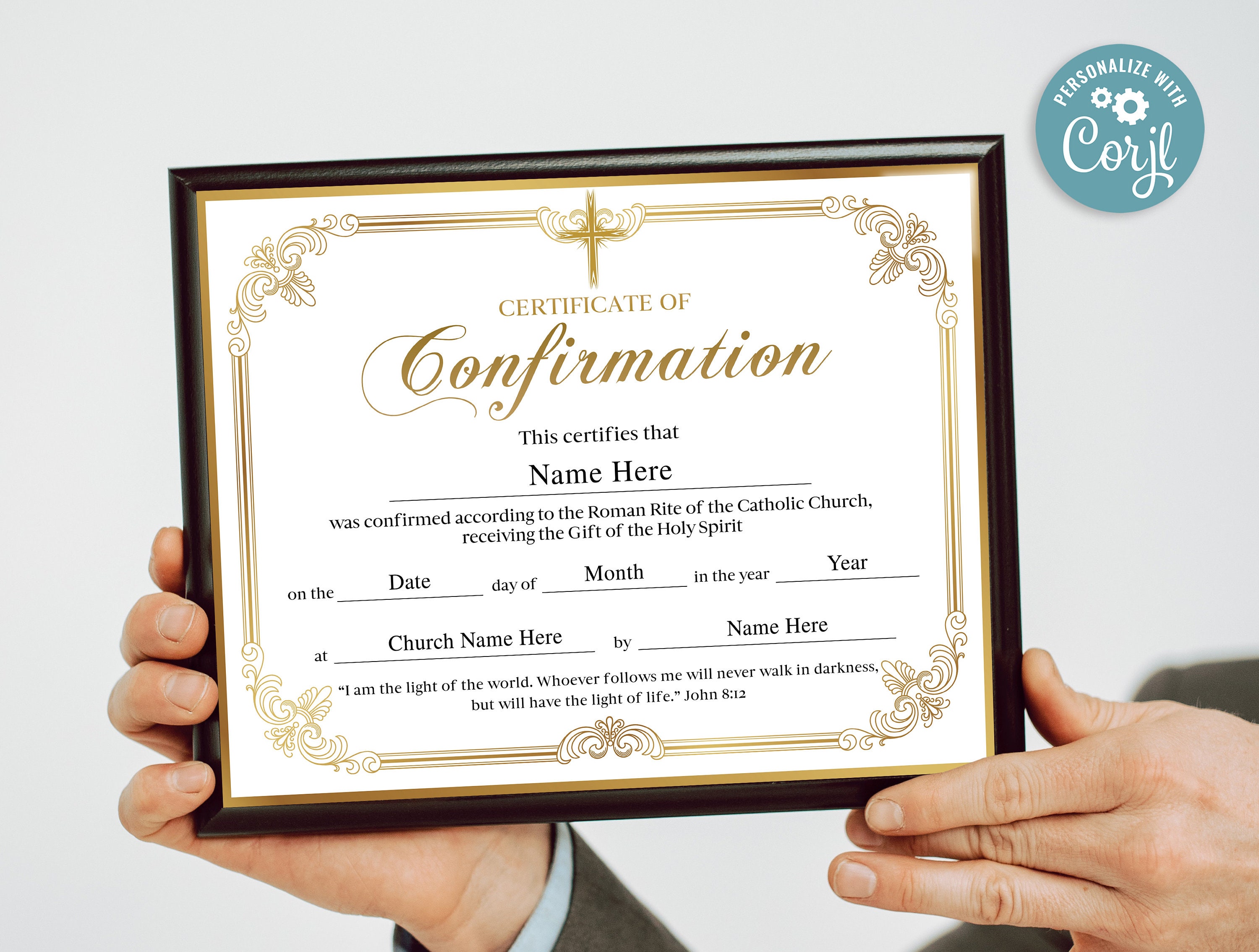 Confirmation Certificate Template, Catholic Confirmation Certificate ...