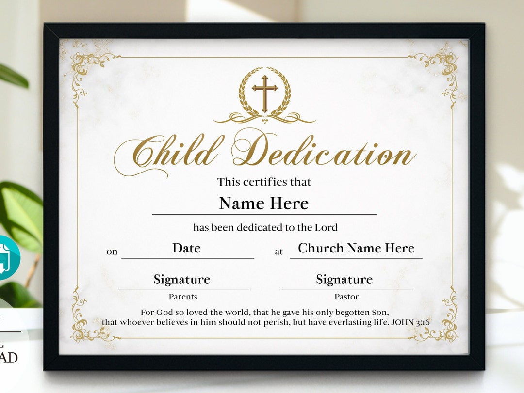 Child Dedication Certificate, Elegant Child Dedication Certificate ...