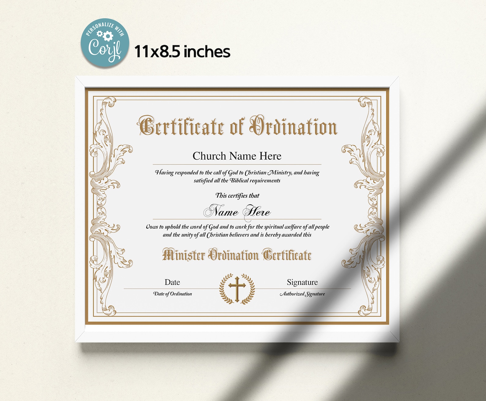 Ordained Minister Certificate Template, Editable Licensed Minister ...
