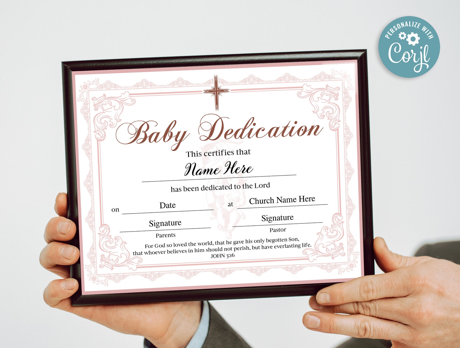 Baby Dedication Certificate, Baby Girl Dedication Certificate, 11x8.5 ...