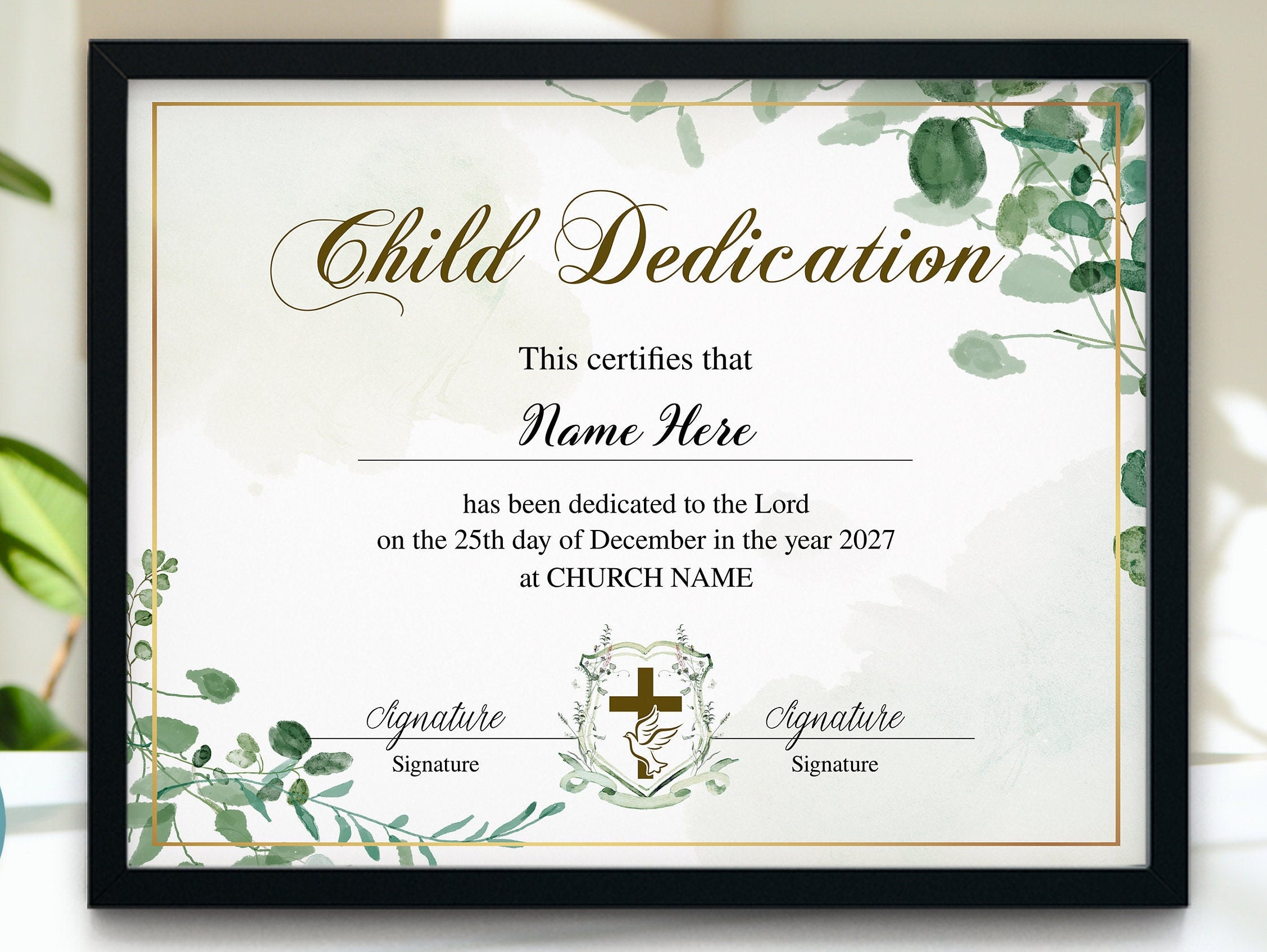 11x8.5 Child Dedication Certificate Printable Child - Etsy