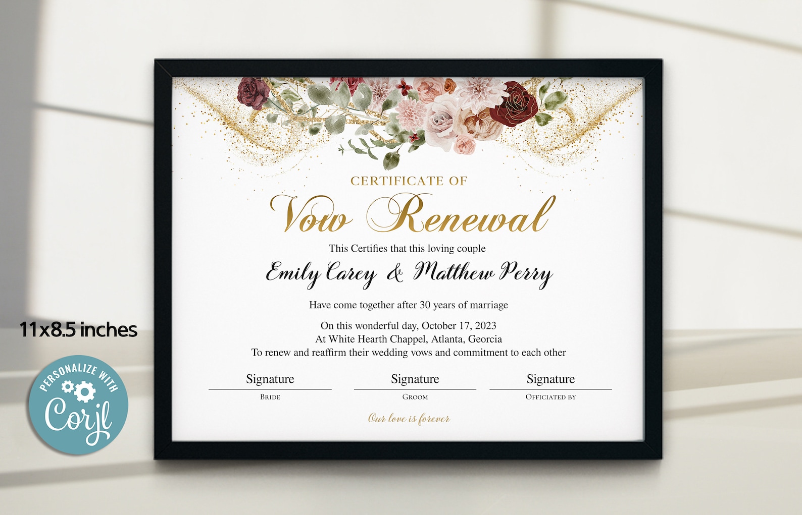 Printable Vow Renewal Certificate, Editable Wedding Certificate ...