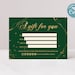 Green Gift Certificate Template, 5x7 Gift Voucher, Modern Gift ...