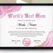 Best Mom Certificate Template, Mother's Day Certificate, Award for Best ...