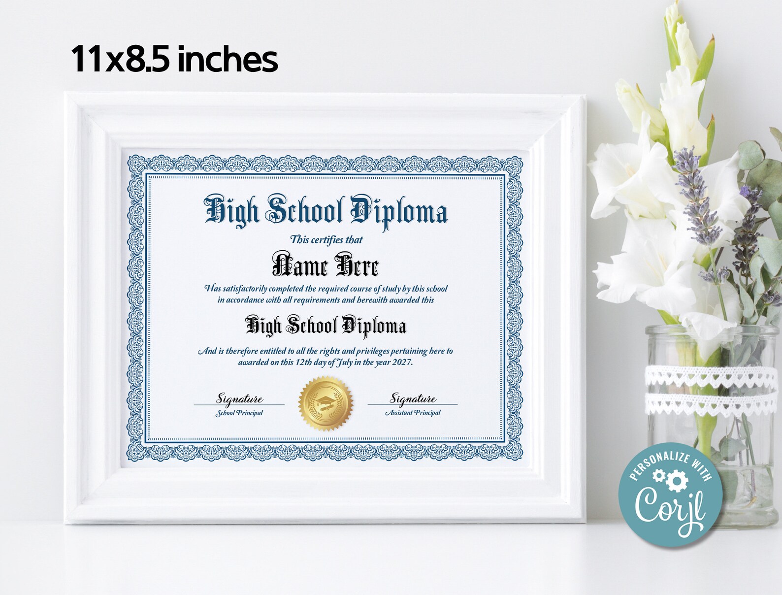 High School Diploma Template, Printable Editable Homeschool Diploma, Customizable Diploma ...