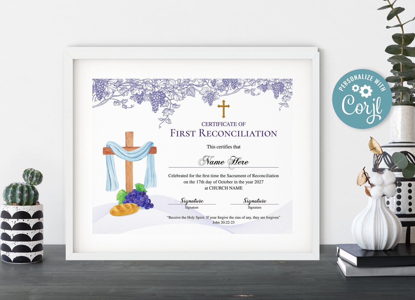 First Reconciliation Certificate Template, Editable Printable ...
