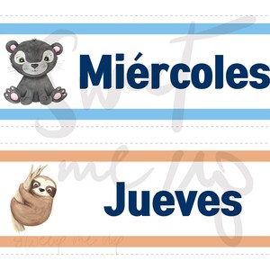 Spanish Days of the Week Printable, Spanish Days of the Week Safari ...