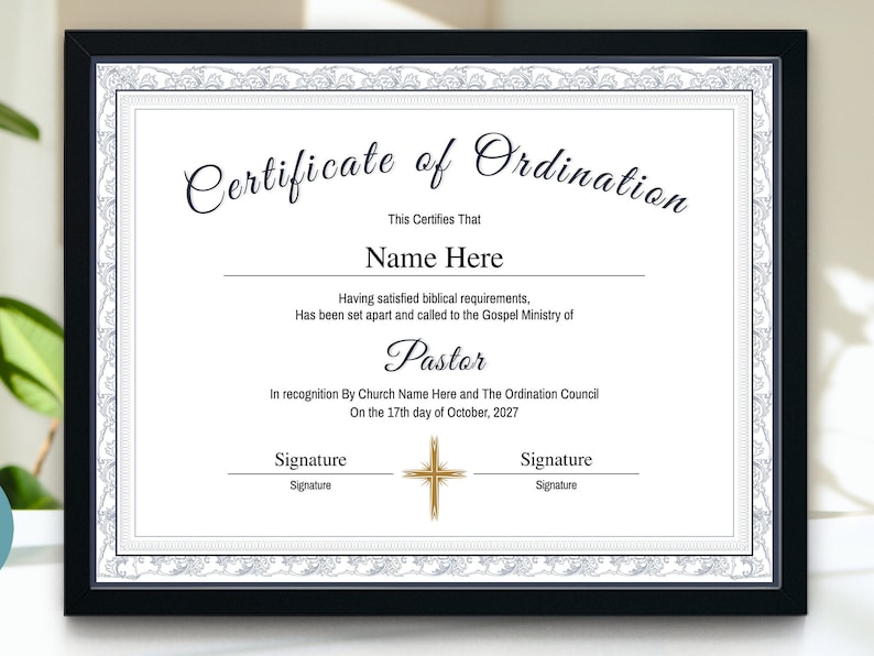 Pastor Ordination Certificate, Editable Certificate of Ordination ... Pastor Ordination Certificate, Editable Certificate of Ordination ...