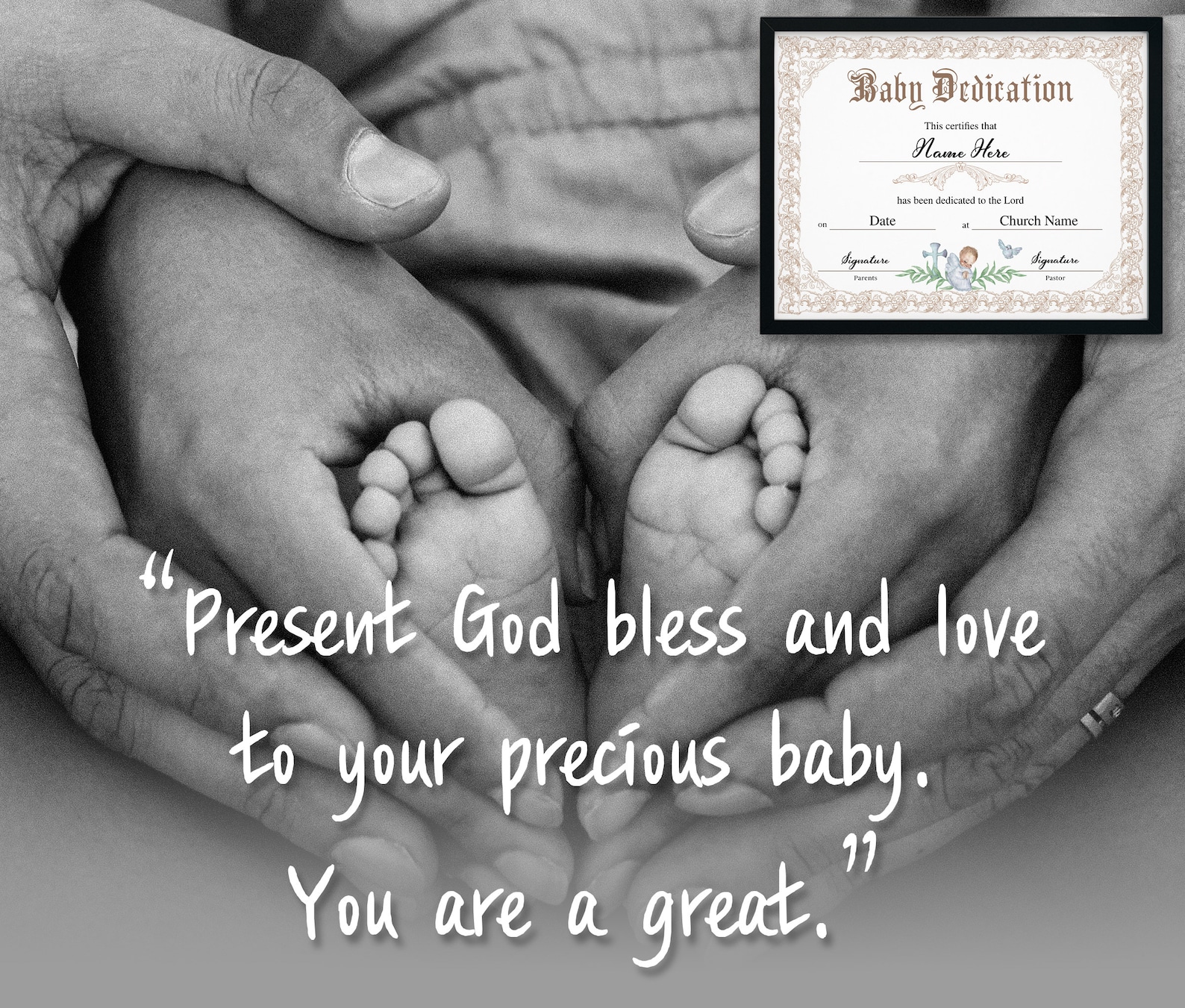 Baby Dedication Certificate, Baptism, Baby Christening Dedication, 11x8 ...
