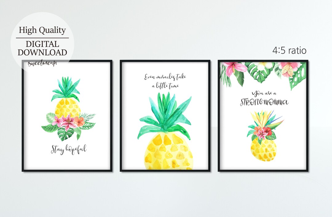 Pineapple Print Set of 3, IVF Gift Printable, Infertility Inspiration ...