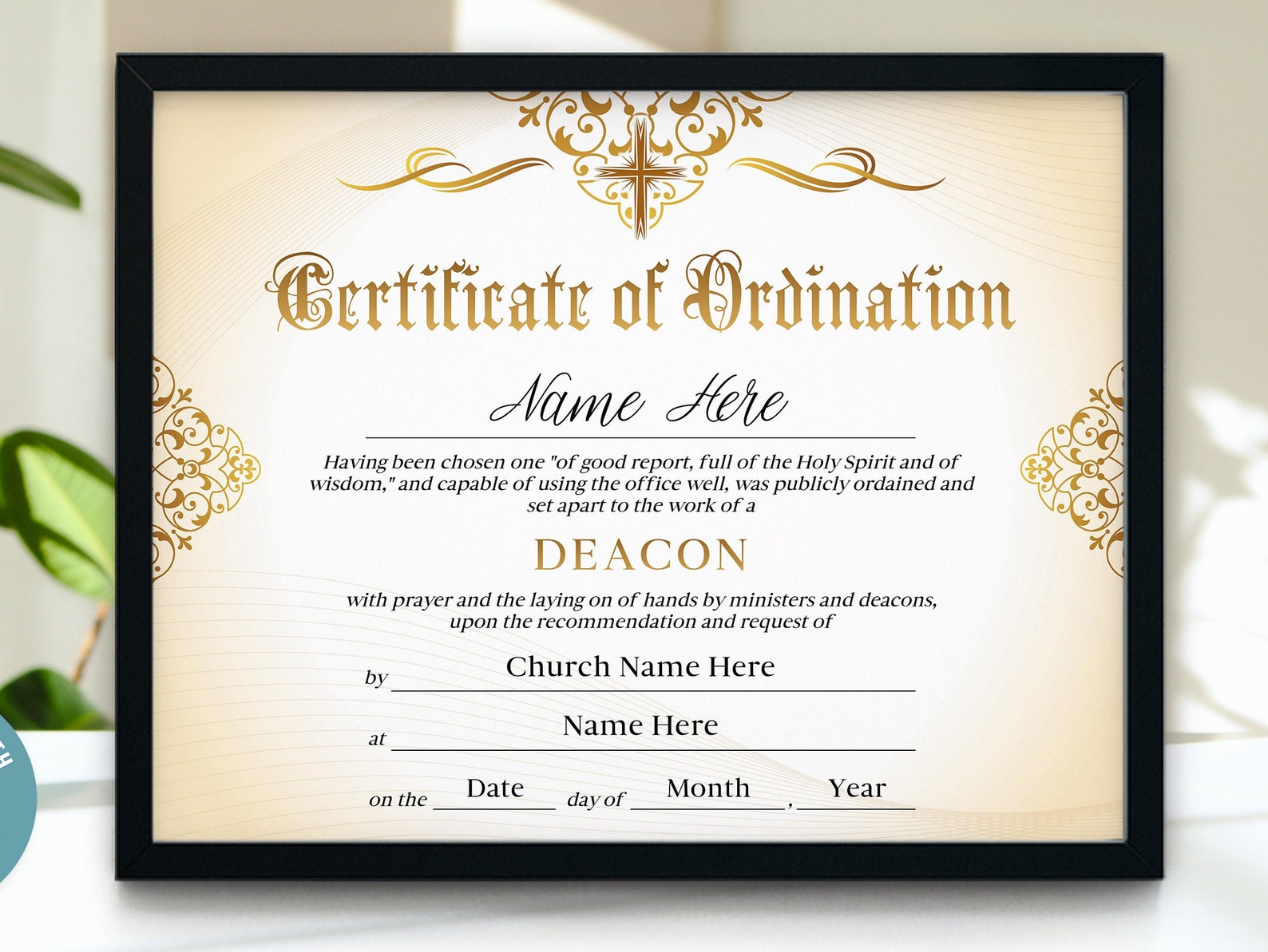 Printable Certificate of Ordination, Editable Ordained Minister ...
