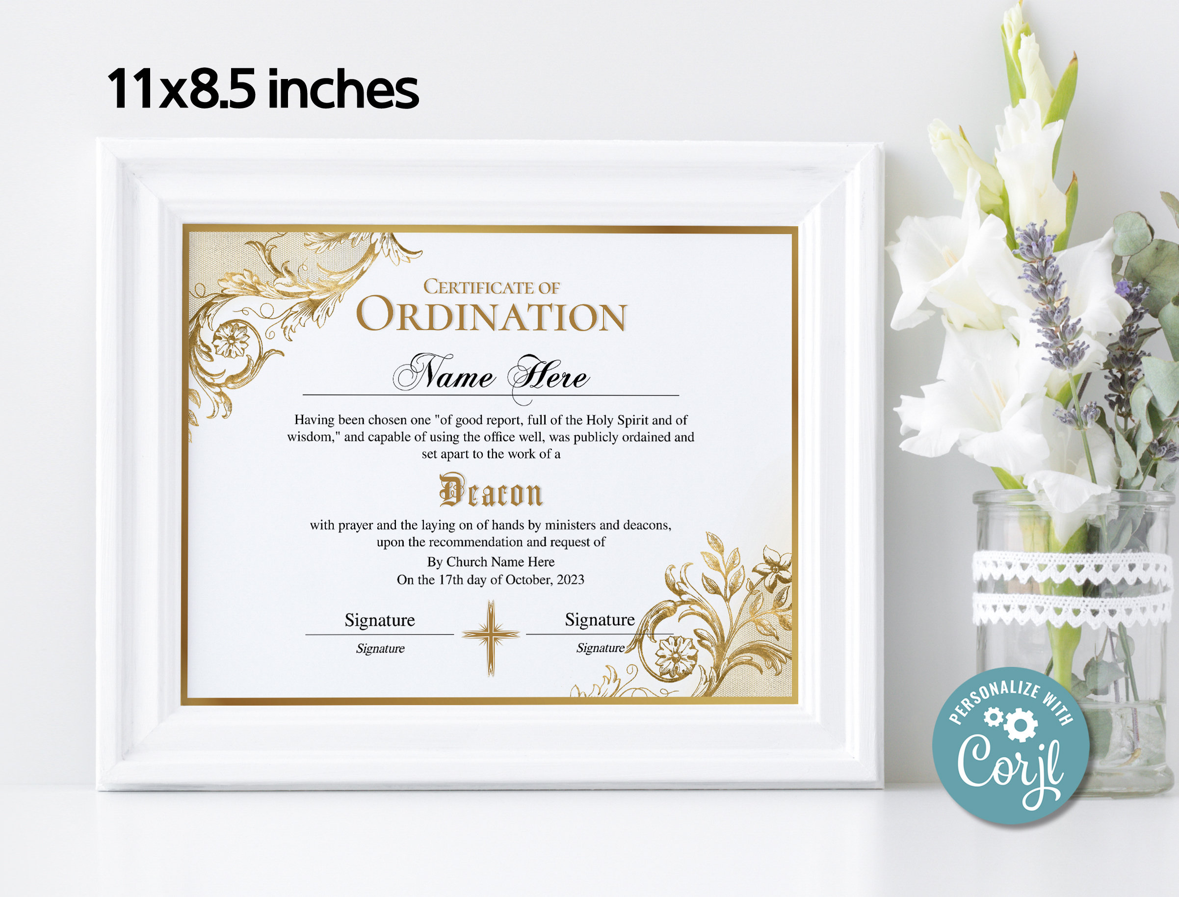 Deacon Ordination Certificate, Elegant Ordination Certificate ...