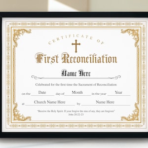 First Reconciliation Certificate, Editable Certificate of First ...