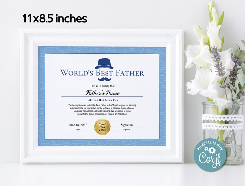 World's Best Father Certificate Award, World's Best Dad Ever ...