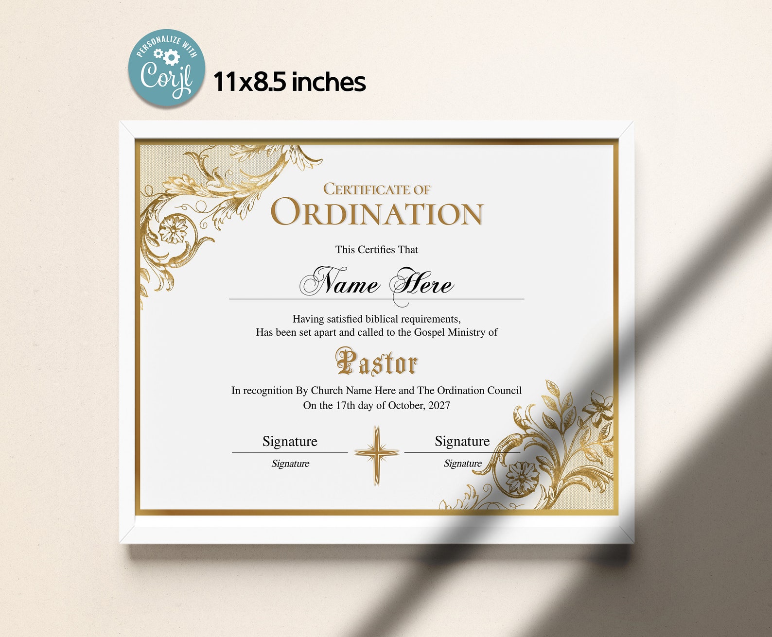 Pastor Ordination Certificate, Elegant Ordination Certificate ...