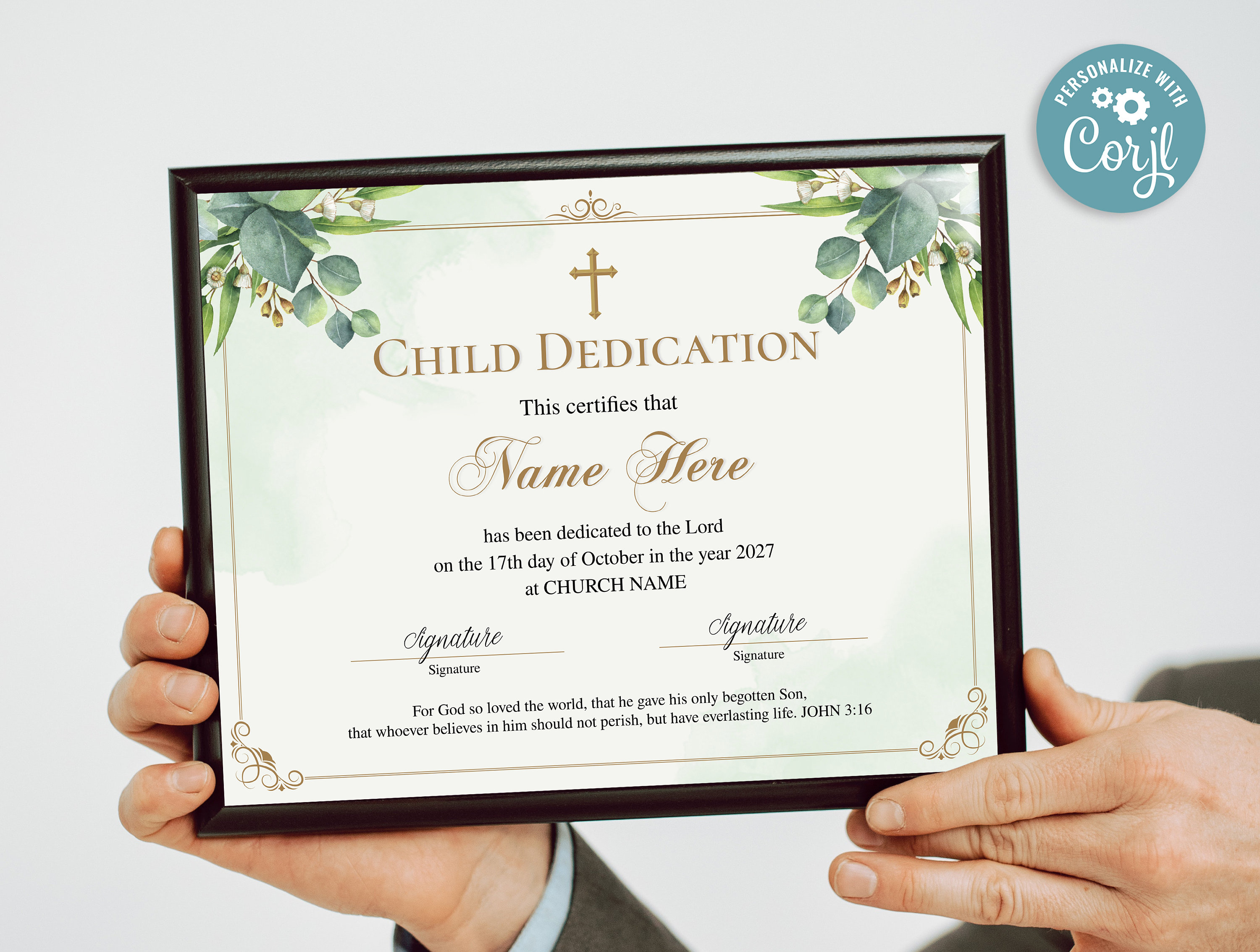 11x8.5 Child Dedication Certificate Template, Editable Child Dedication ...