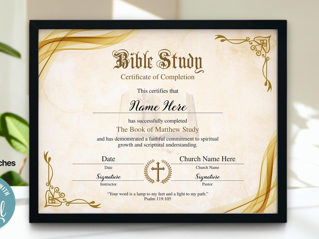 Printable Bible Study Certificate of Completion, Elegant Bible Study ...