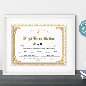 First Reconciliation Certificate, Editable Certificate of First ...