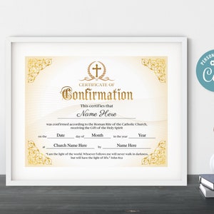 Editable Confirmation Certificate, 11x8.5 Certificate of Confirmation ...