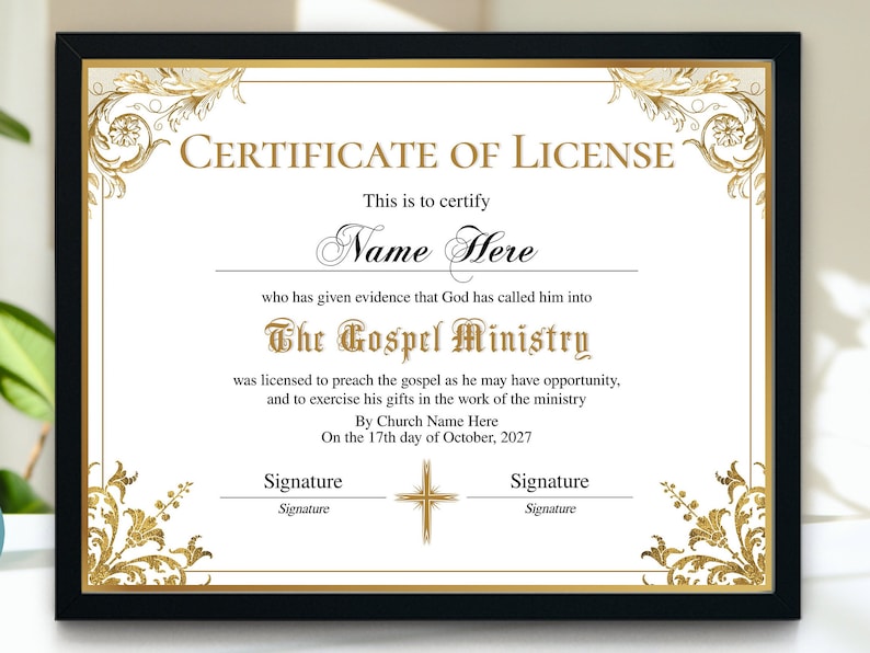 Gospel Ministry Certificate Template, Elegant Licensed Minister ...