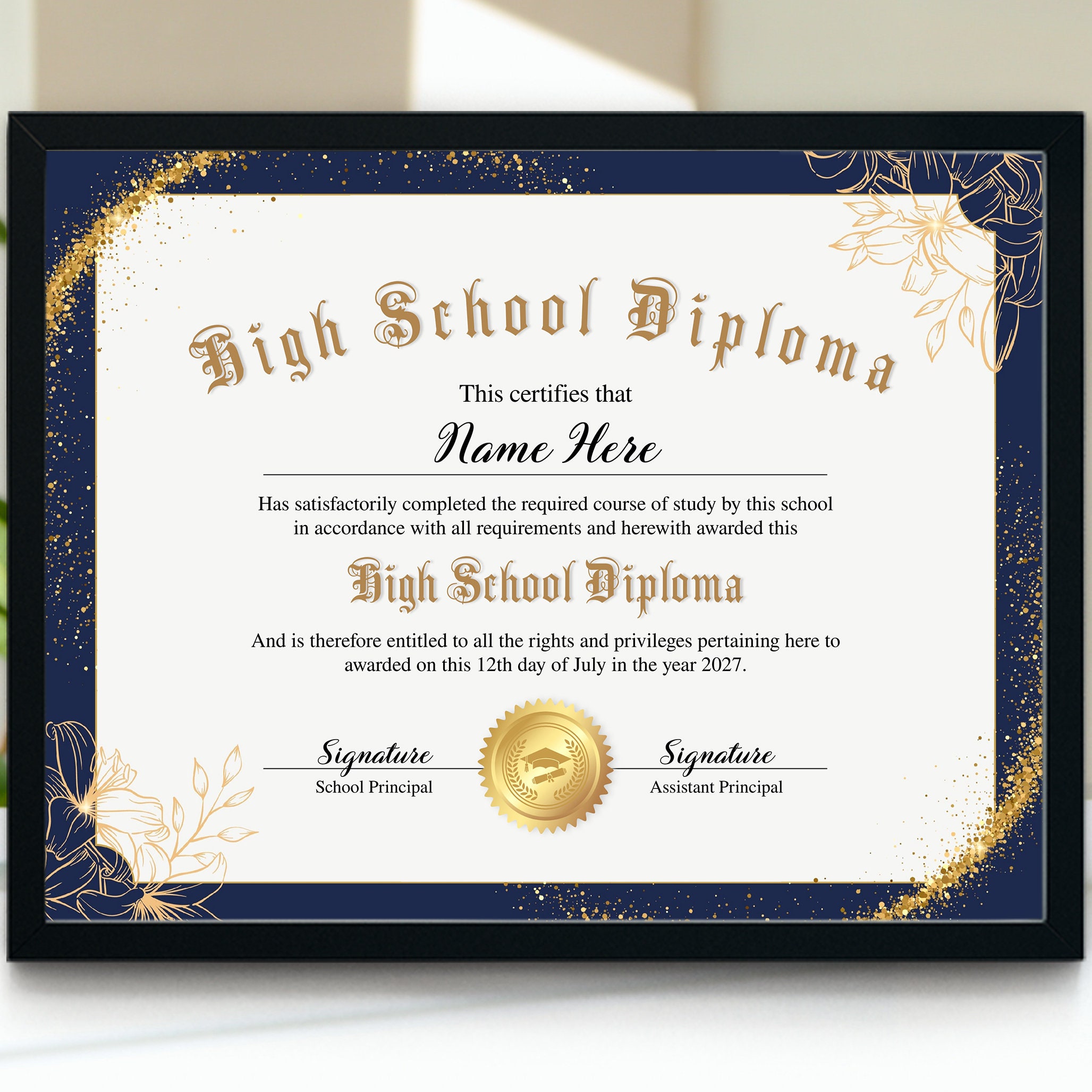 High School Diploma, Editable Home School Diploma Template, Printable ...
